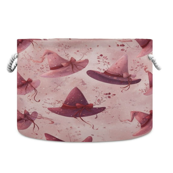 Collapsible 20" Round Storage Basket with Handles Laundry Hamper Open ...