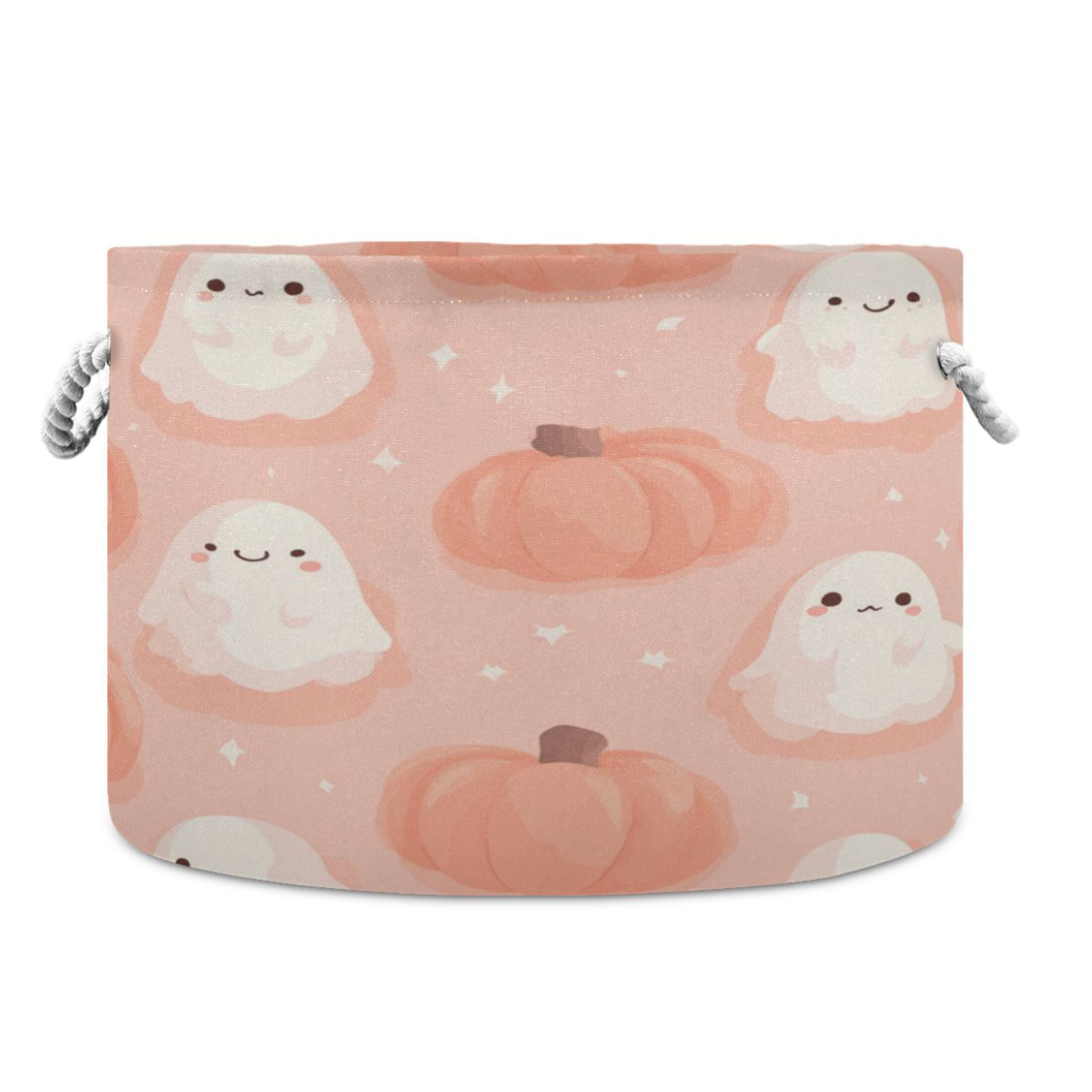 Collapsible 20" Round Storage Basket with Handles Laundry Hamper Open ...