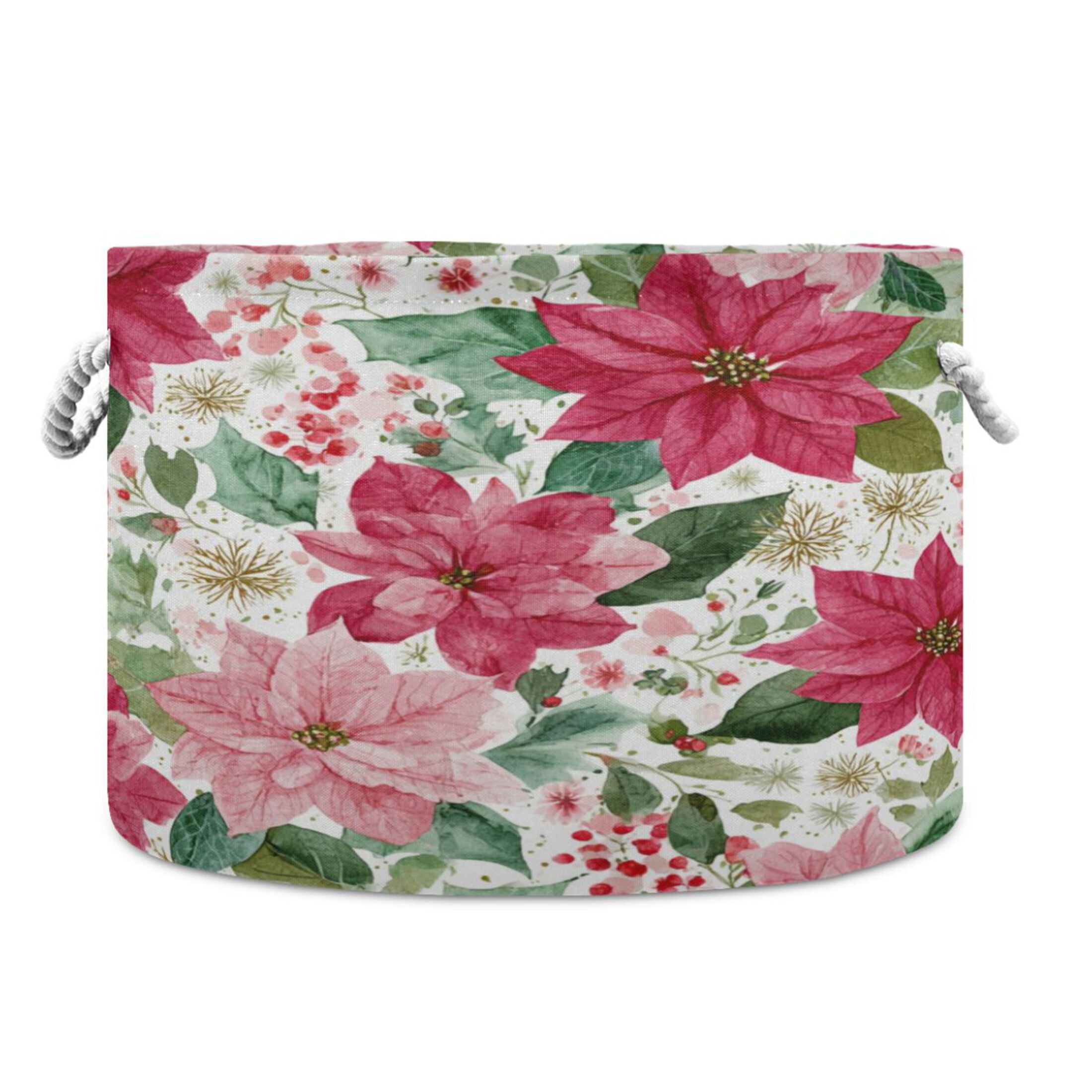 Collapsible 20" Round Storage Basket with Handles Laundry Hamper Open ...