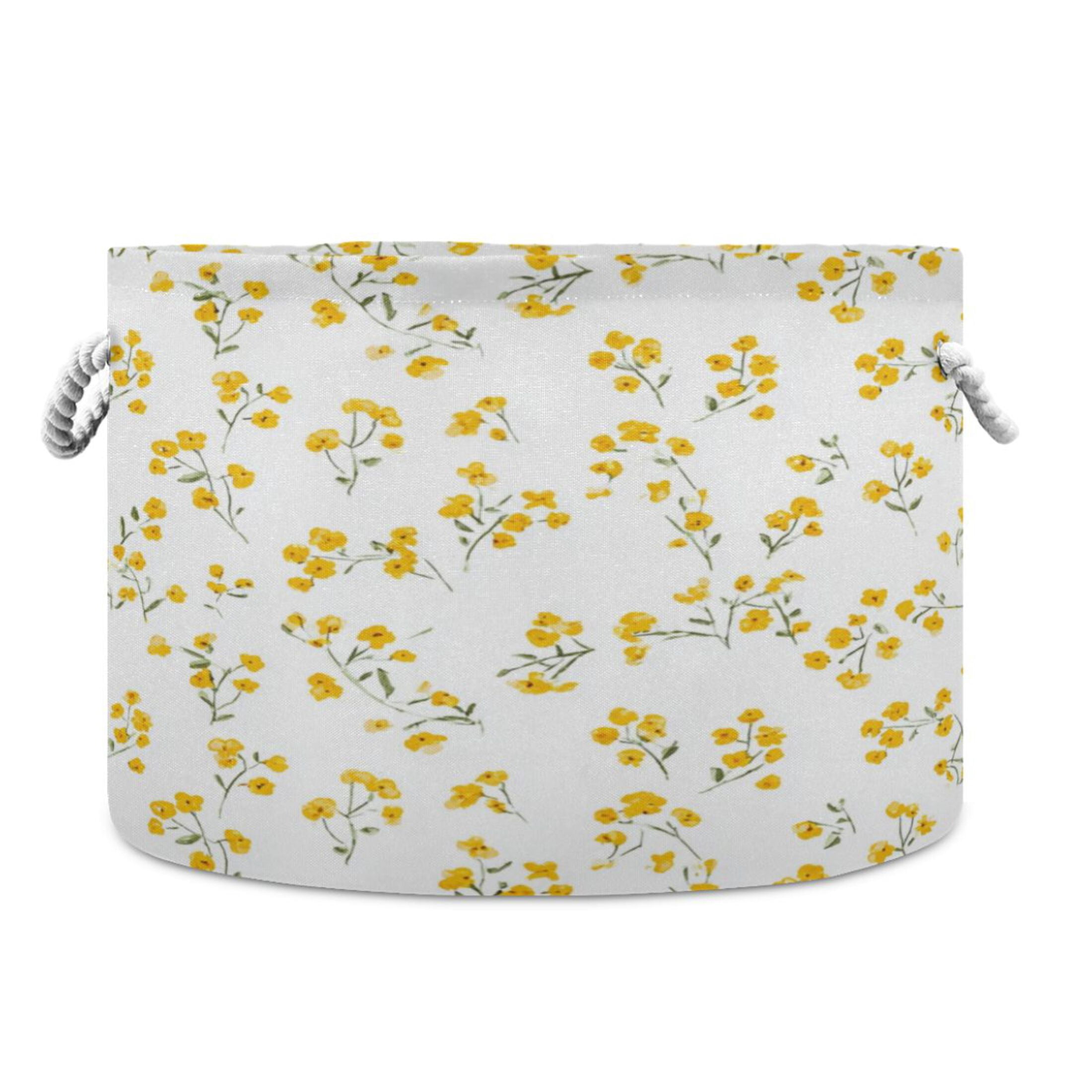 Collapsible 20" Round Storage Basket with Handles Laundry Hamper Open ...