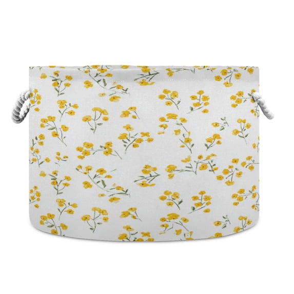 Collapsible 20" Round Storage Basket with Handles Laundry Hamper Open ...