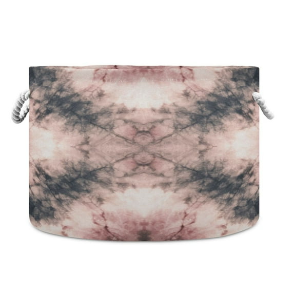 Collapsible 20" Round Storage Basket with Handles Laundry Hamper Open ...