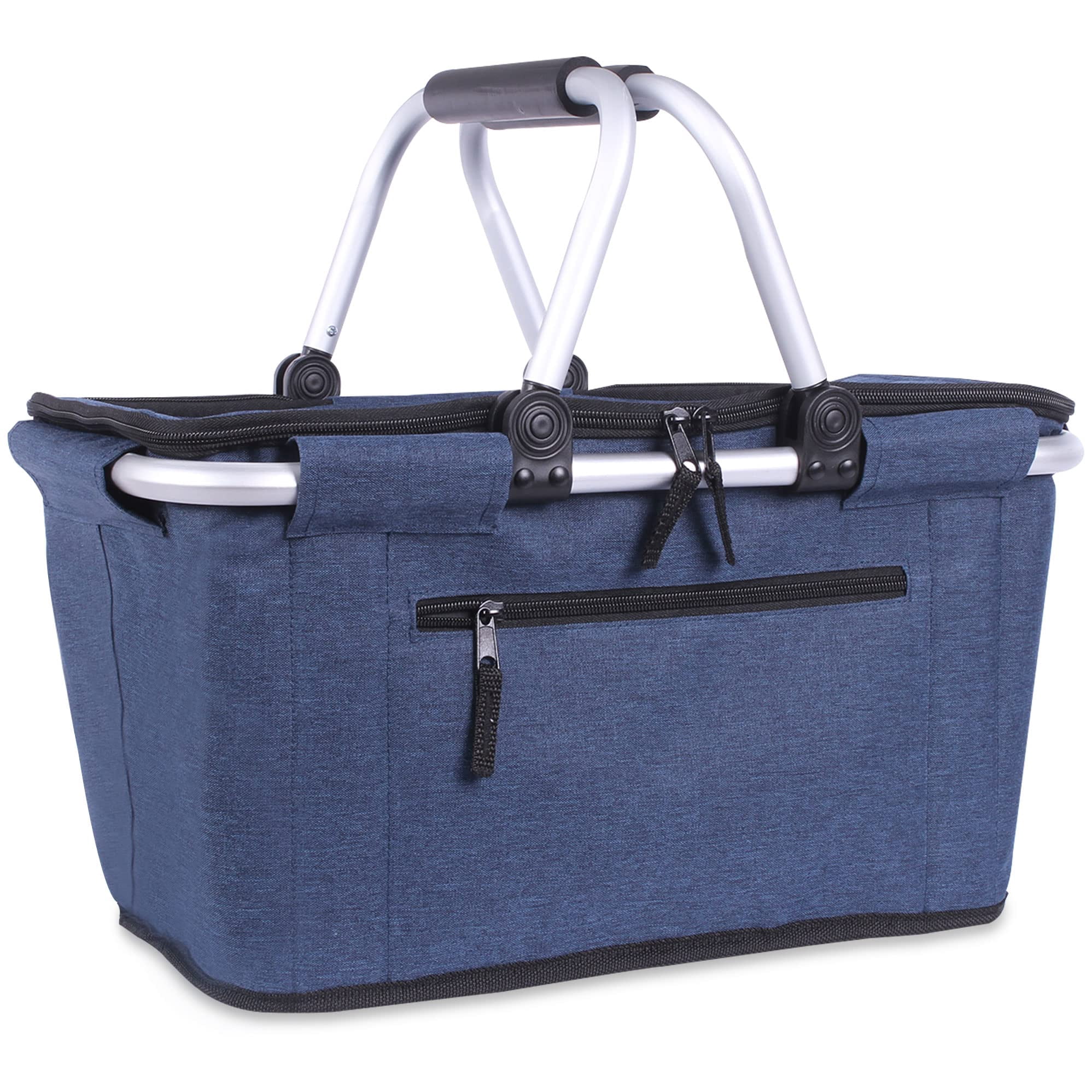 Collapsible 27L Blue Picnic Basket with Lid and Handles - Walmart.com