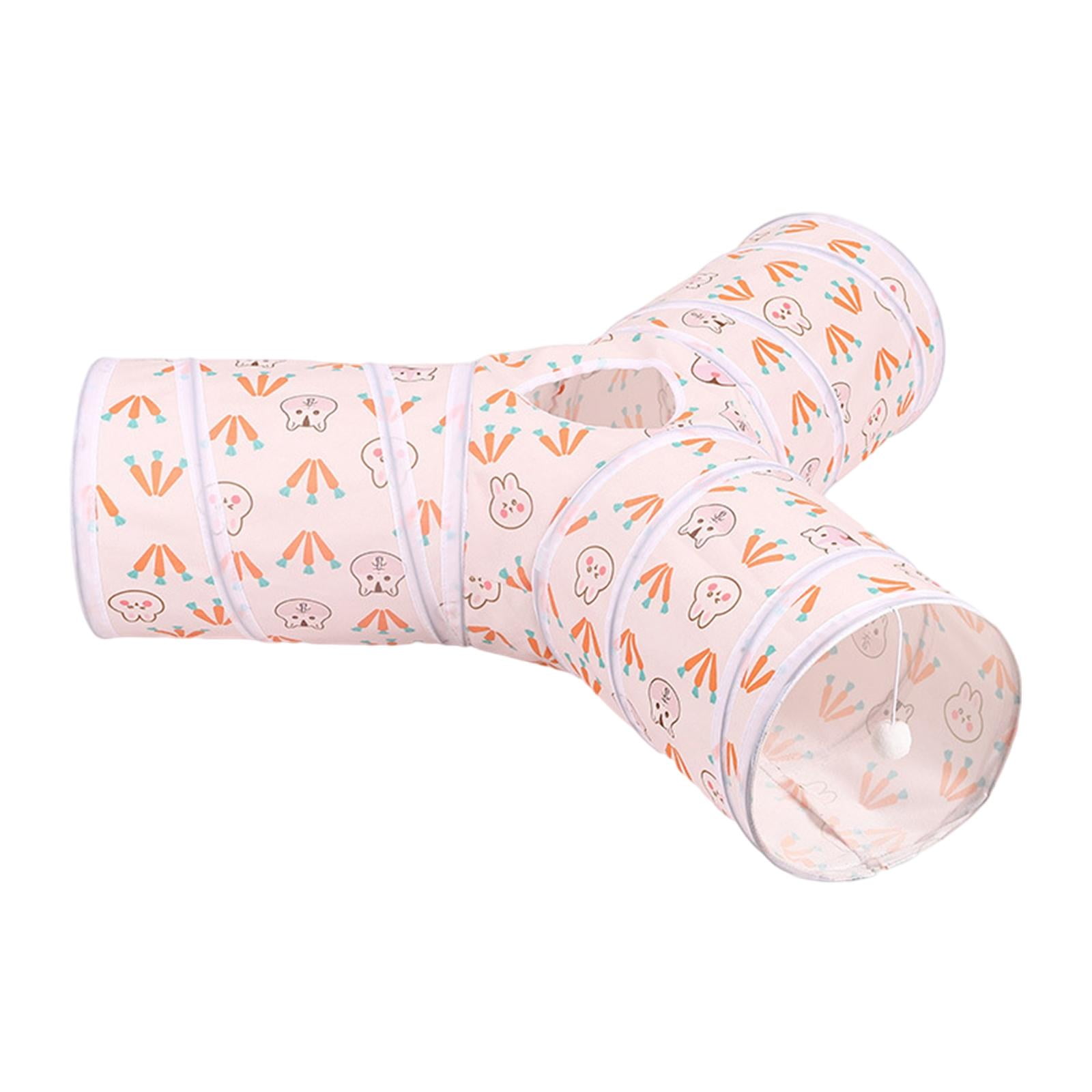 Collapsible 3 Ways Cat Tunnel Pink Printed Rabbit Hides Interactive Tube Toy Y Shape - Walmart.com