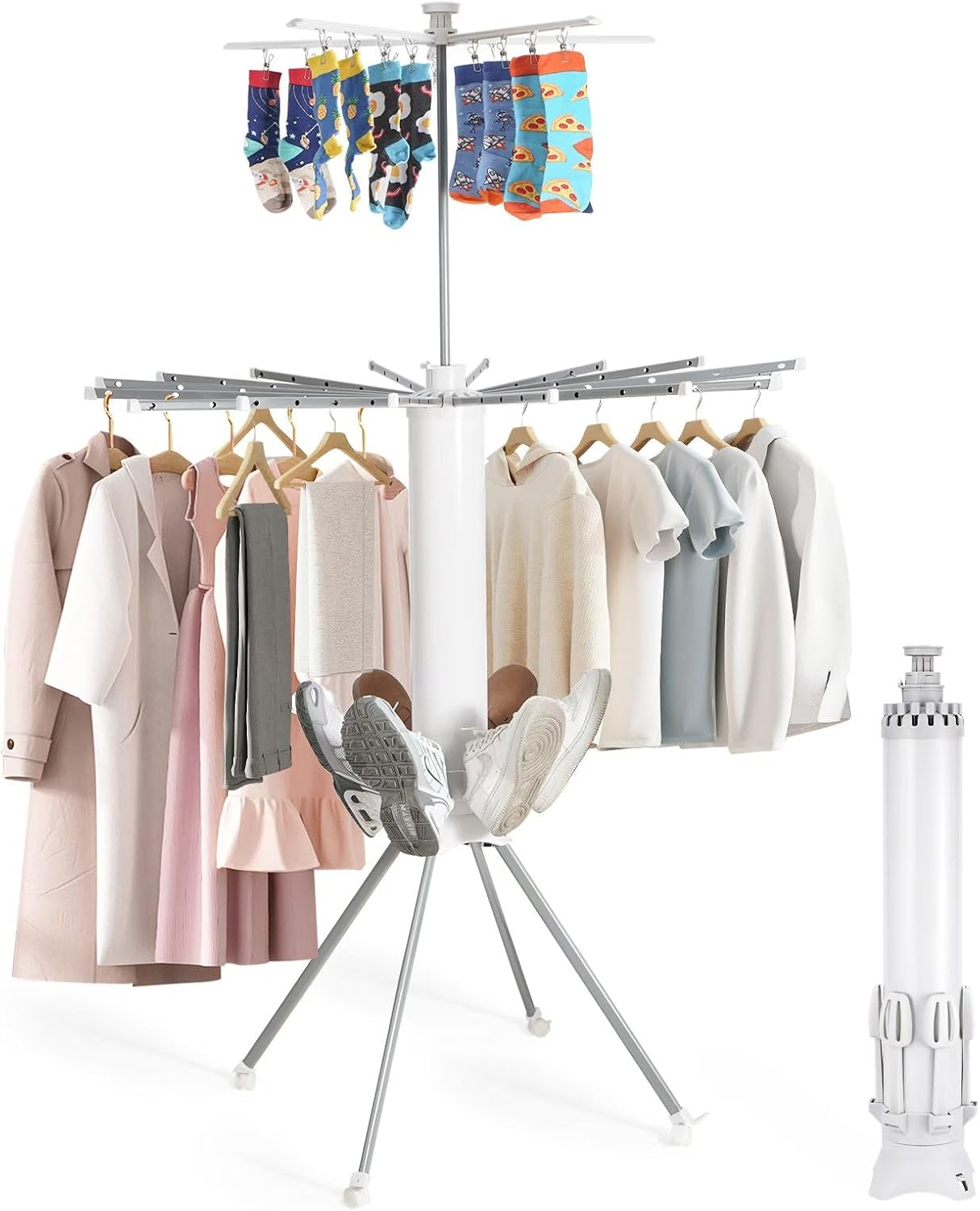 Collapsible 4-Legged Clothes Drying Rack – Portable Laundry Stand with ...