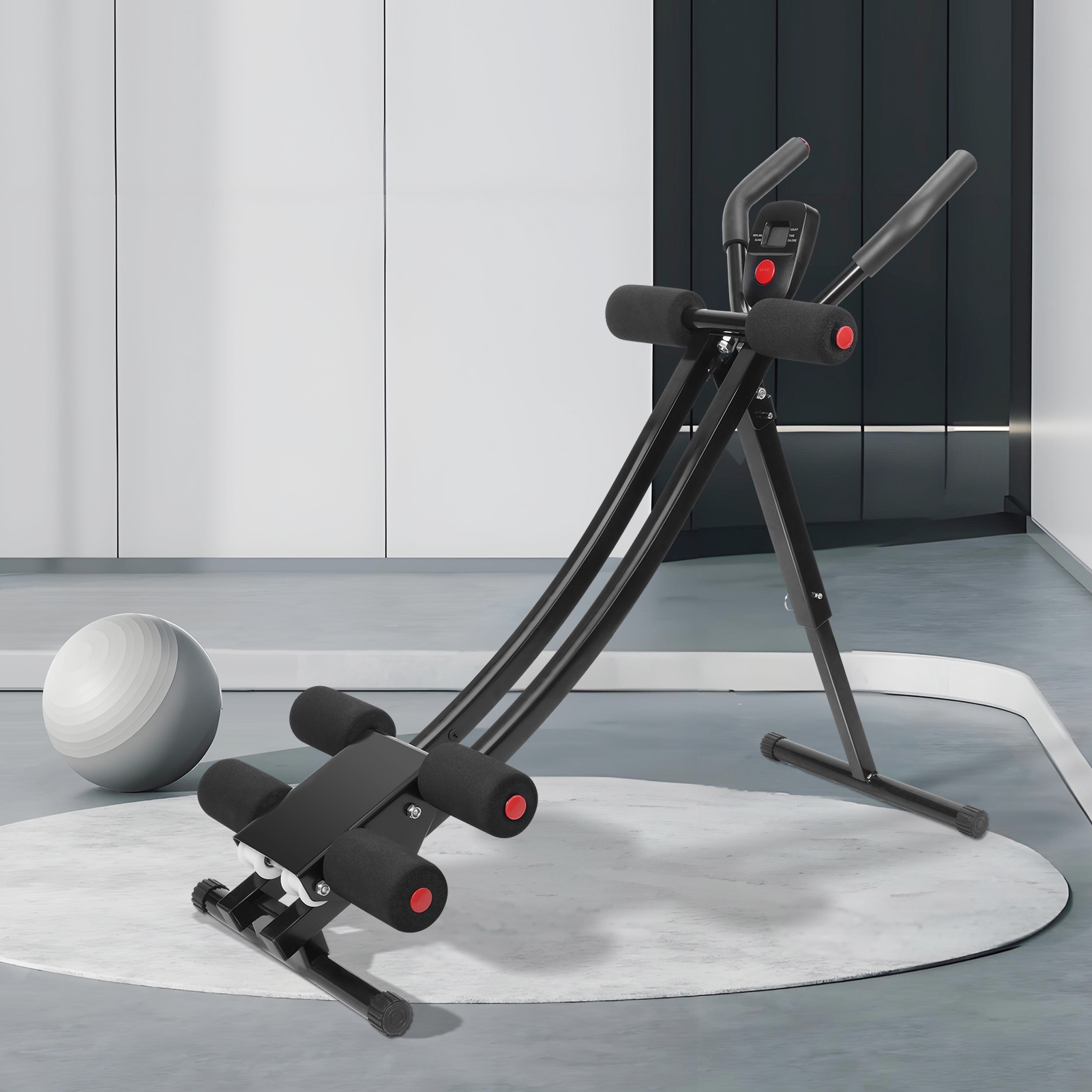 Collapsible Abdominal Machine with LCD Display, 300lb Load Home Gym Ab ...