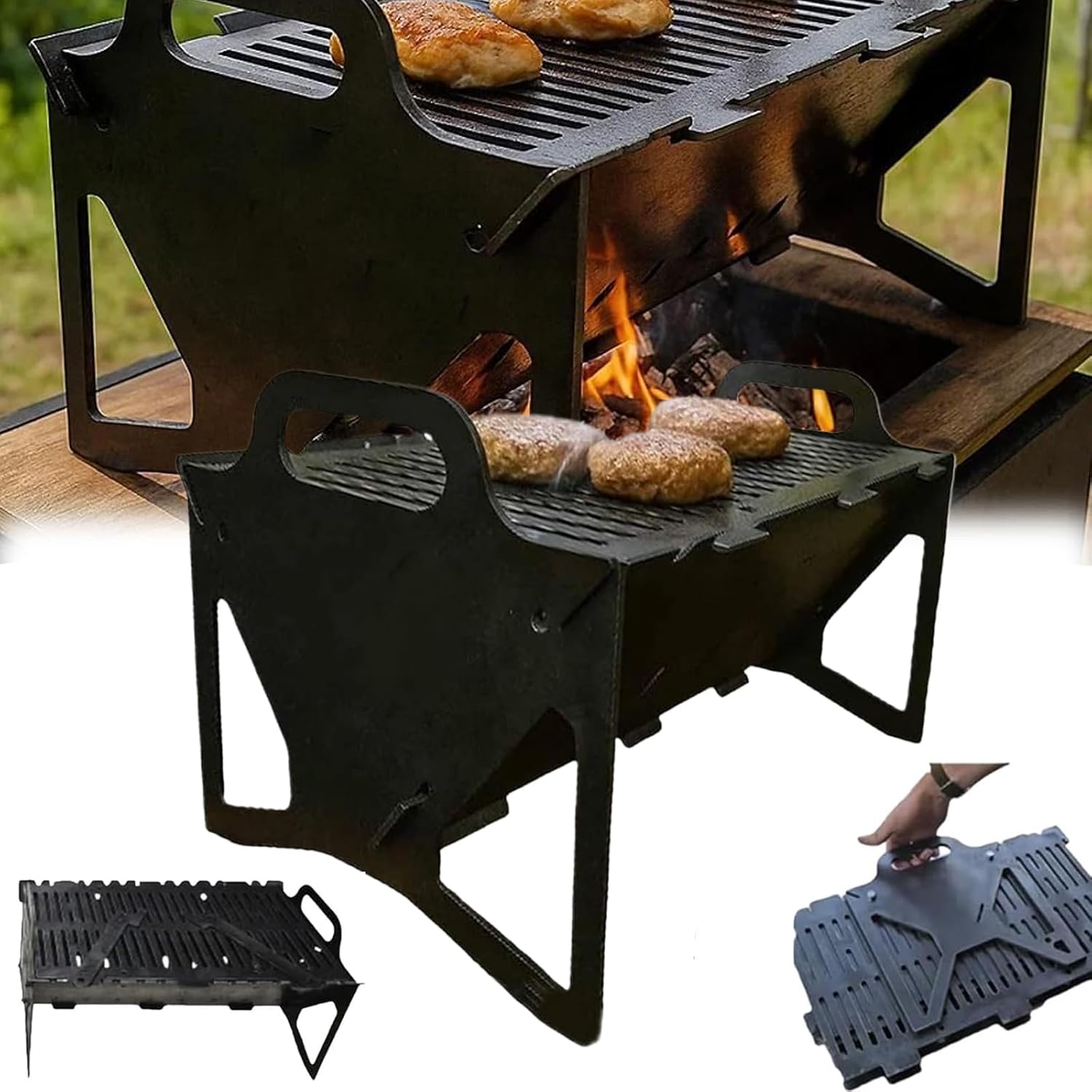 Collapsible BBQ Grill, Stainless Steel Portable Charcoal Grills ...