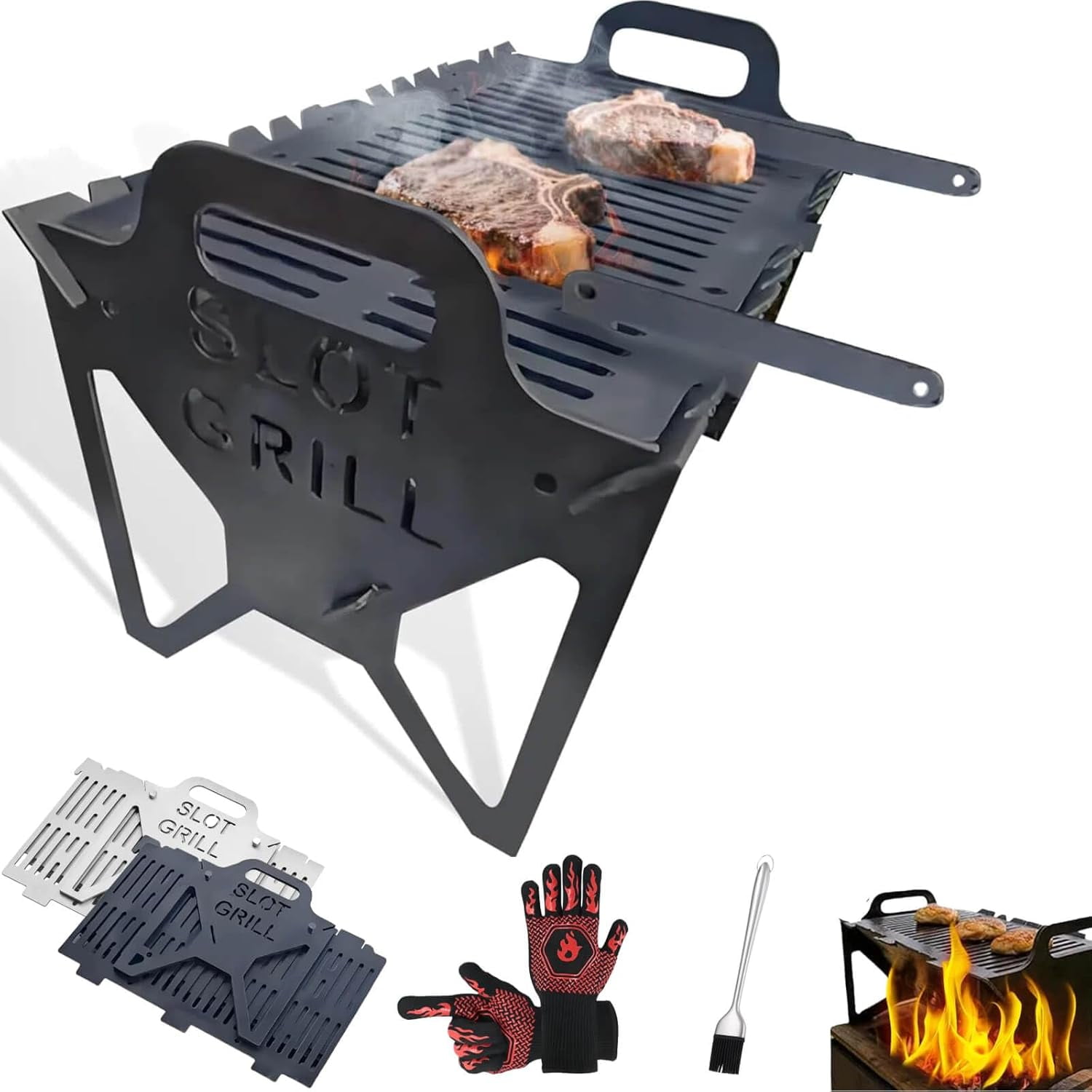 Collapsible BBQ Grill Upgraded Thickened Steel Tool-Free Setup ...