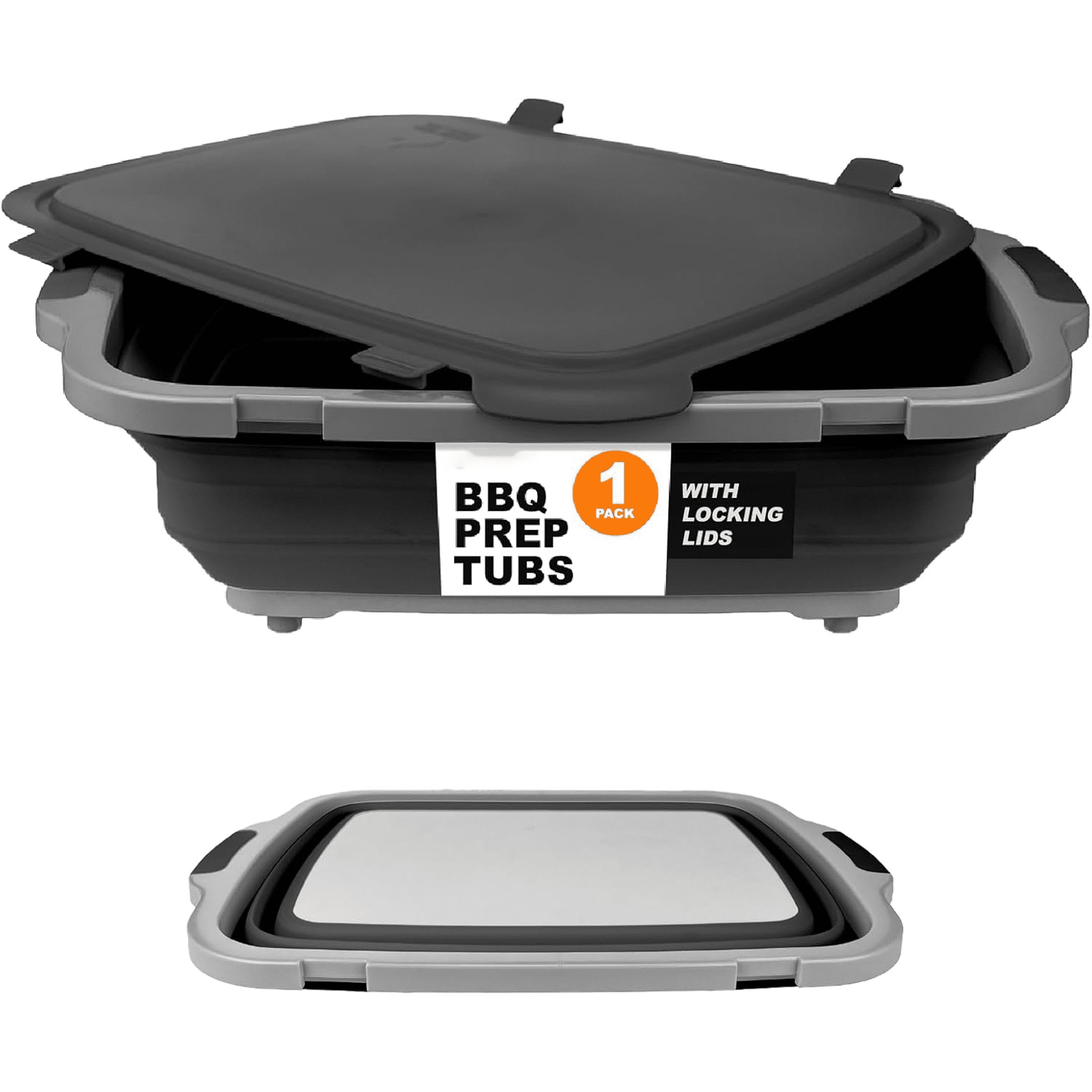 Collapsible BBQ Prep Tub with Cutting Board & Locking Lid – Space ...