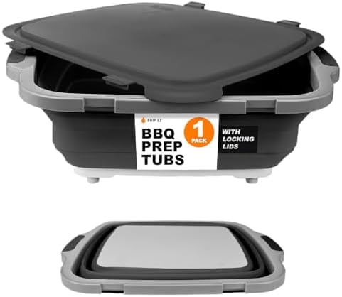 Collapsible BBQ Prep Tub- for Meal Prep Marinating Food Storage ...