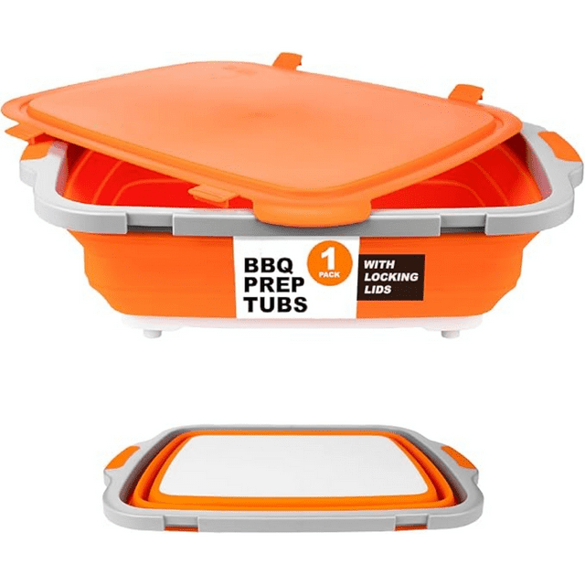Collapsible BBQ Prep Tub - for Meal Prep Marinating Food Storage ...