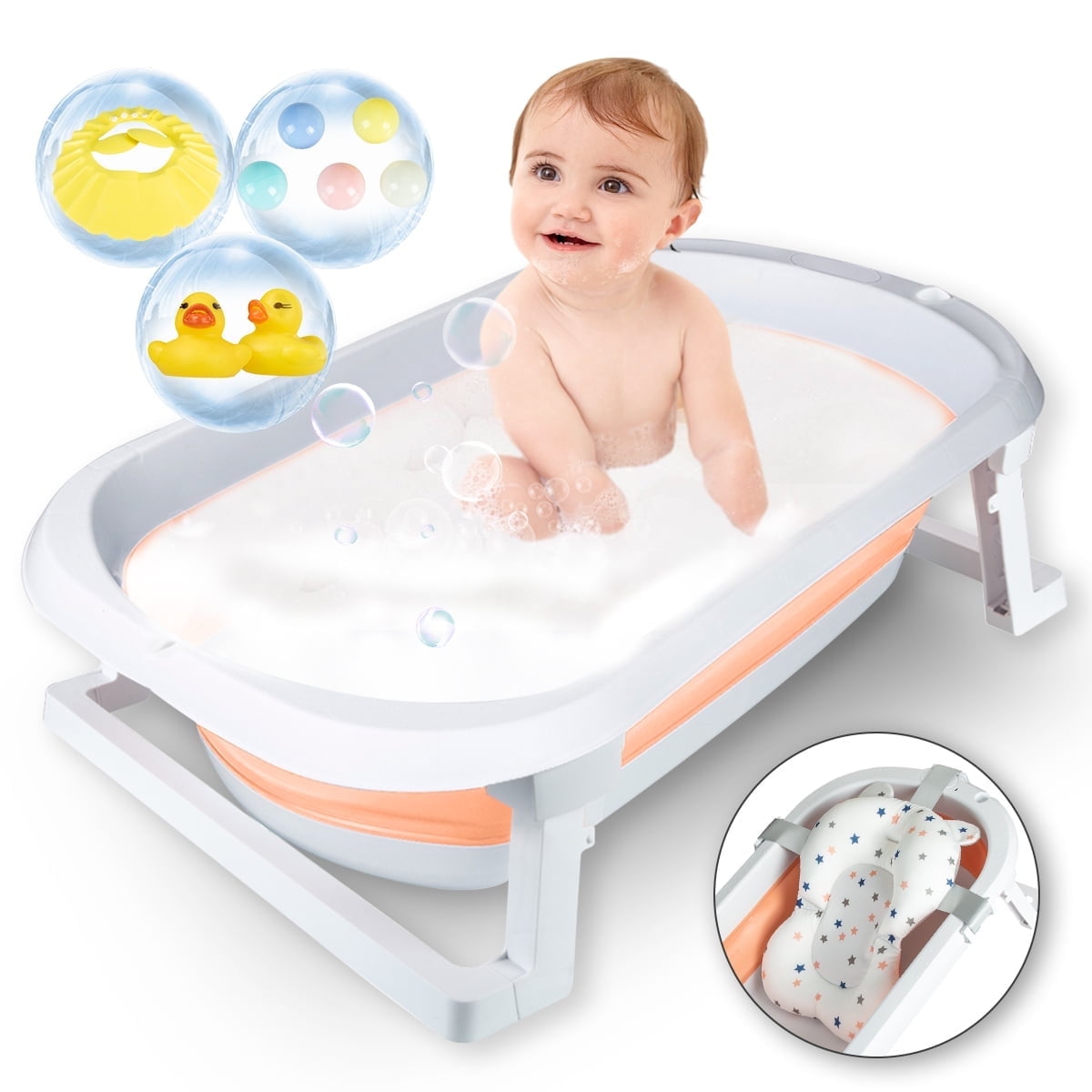 Collapsible Baby Bathtub for Infants to Toddler, Portable Travel ...