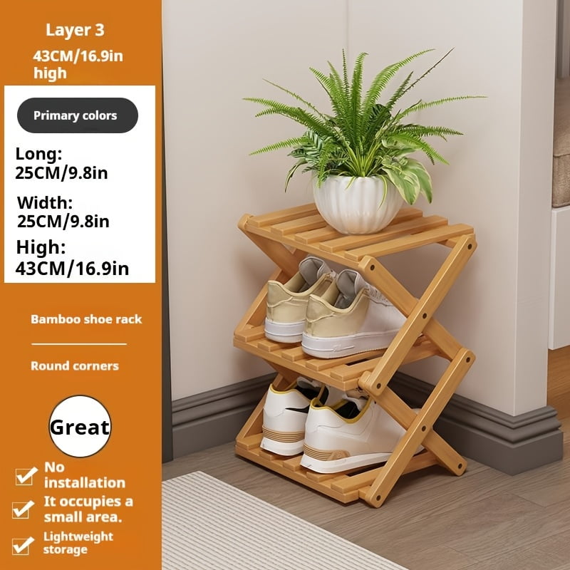 A Collapsible Bamboo Shoe Rack Made Of Alpine Bamboo. It Can Be Divided ...