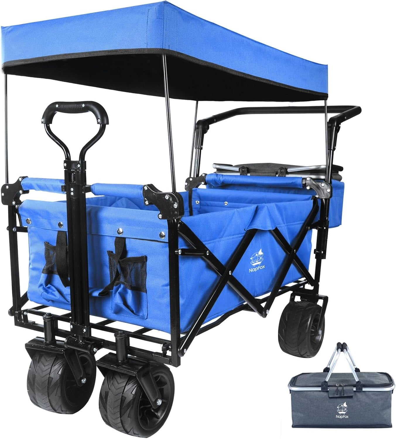 Collapsible Beach Wagon Cart with Removable Canopy, 2 cup holders and ...