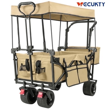 VEVOR Extra Large Collapsible Garden Cart with Removable Canopy ...