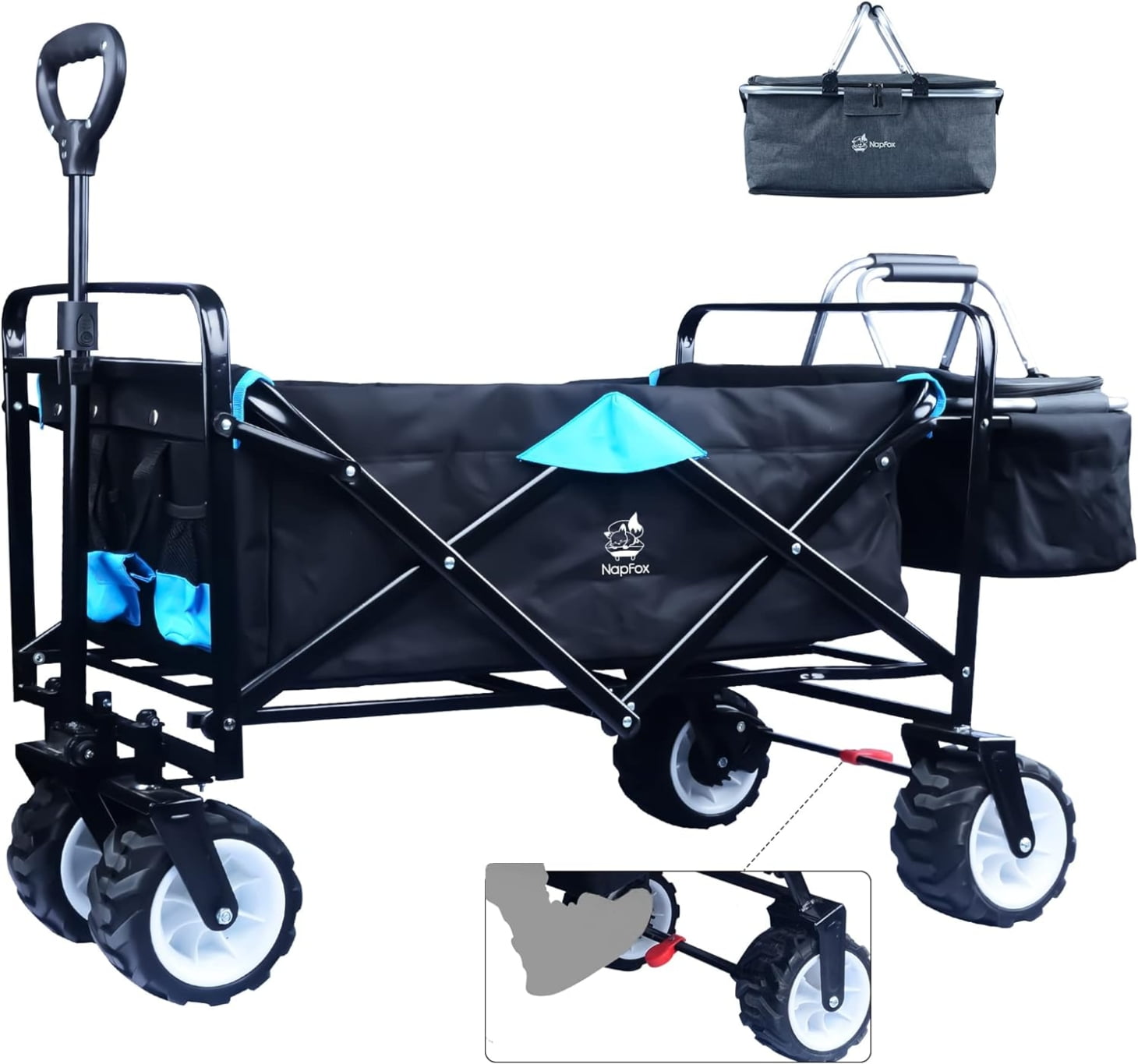 Collapsible Beach Wagon Cart with Wheels, 2 cup holders, Foldable ...