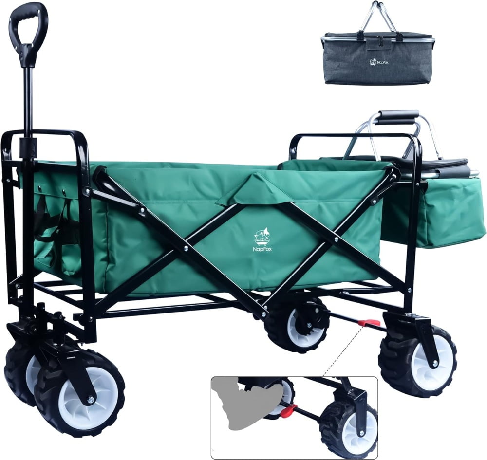 Collapsible Beach Wagon Cart with Wheels, 2 cup holders, Foldable ...