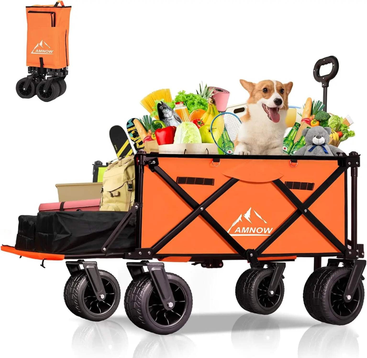 Collapsible Beach Wagon Cart with Big Wheels 440LBS Upgrade Large ...