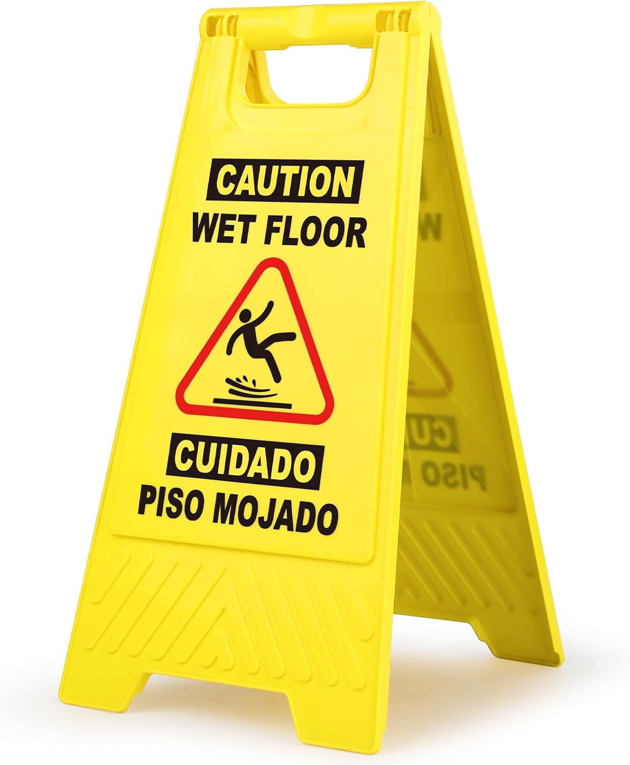 Collapsible Bilingual Caution Wet Floor Sign, Double-Sided A-Frame ...