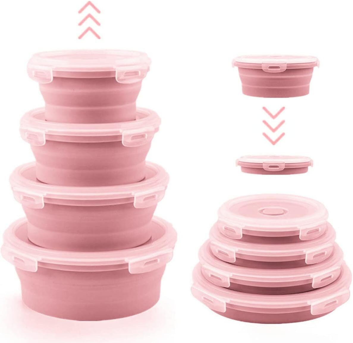 Wattne Collapsible Bowl, Silicone Food Storage Containers with Lids ...