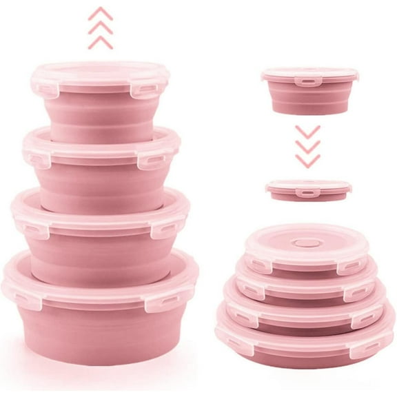 3piece Round Collapsible Bowl with Lids, Silicone Food Storage ...