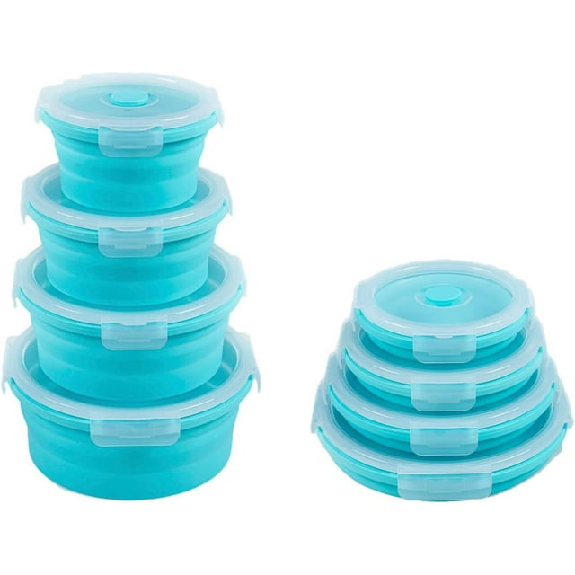 Wattne Blue Silicone Collapsible Food Storage Containers (4 Count ...