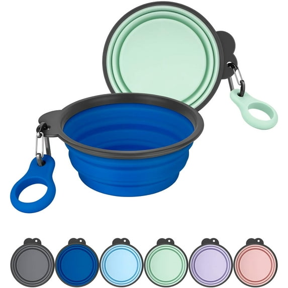 Collapsible Bowls with Bottle Carrier, 2 Travel Water Bowl Upgraded ...
