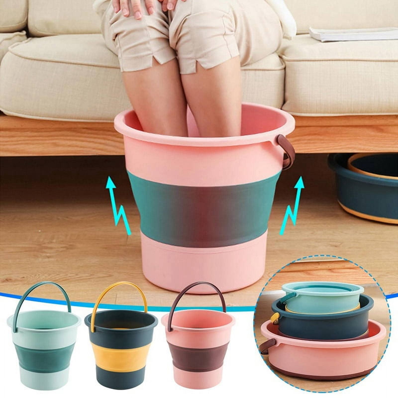 Bucket, Plastic Bucket Telescopic Portable Foot Bucket, Foldable ...