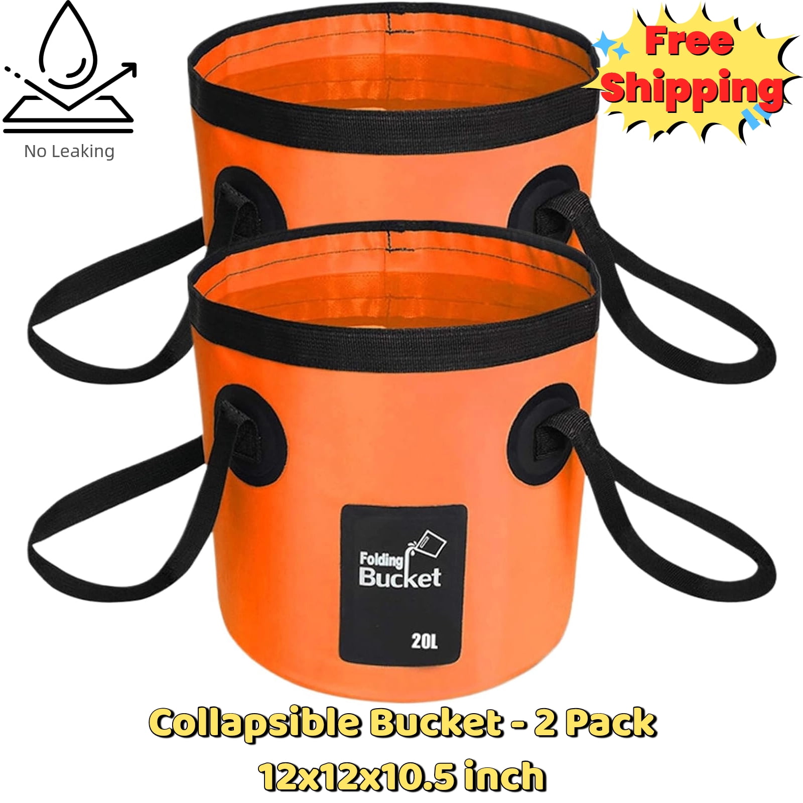 Collapsible Bucket with Handle, 5 Gallon (20L), Portable & Ultra ...