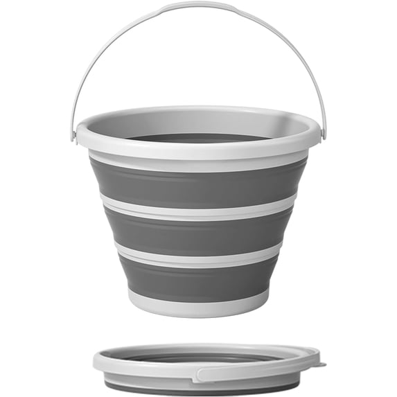 Collapsible Bucket with Handle, 2.6 Gallon Foldable Water Bucket for ...