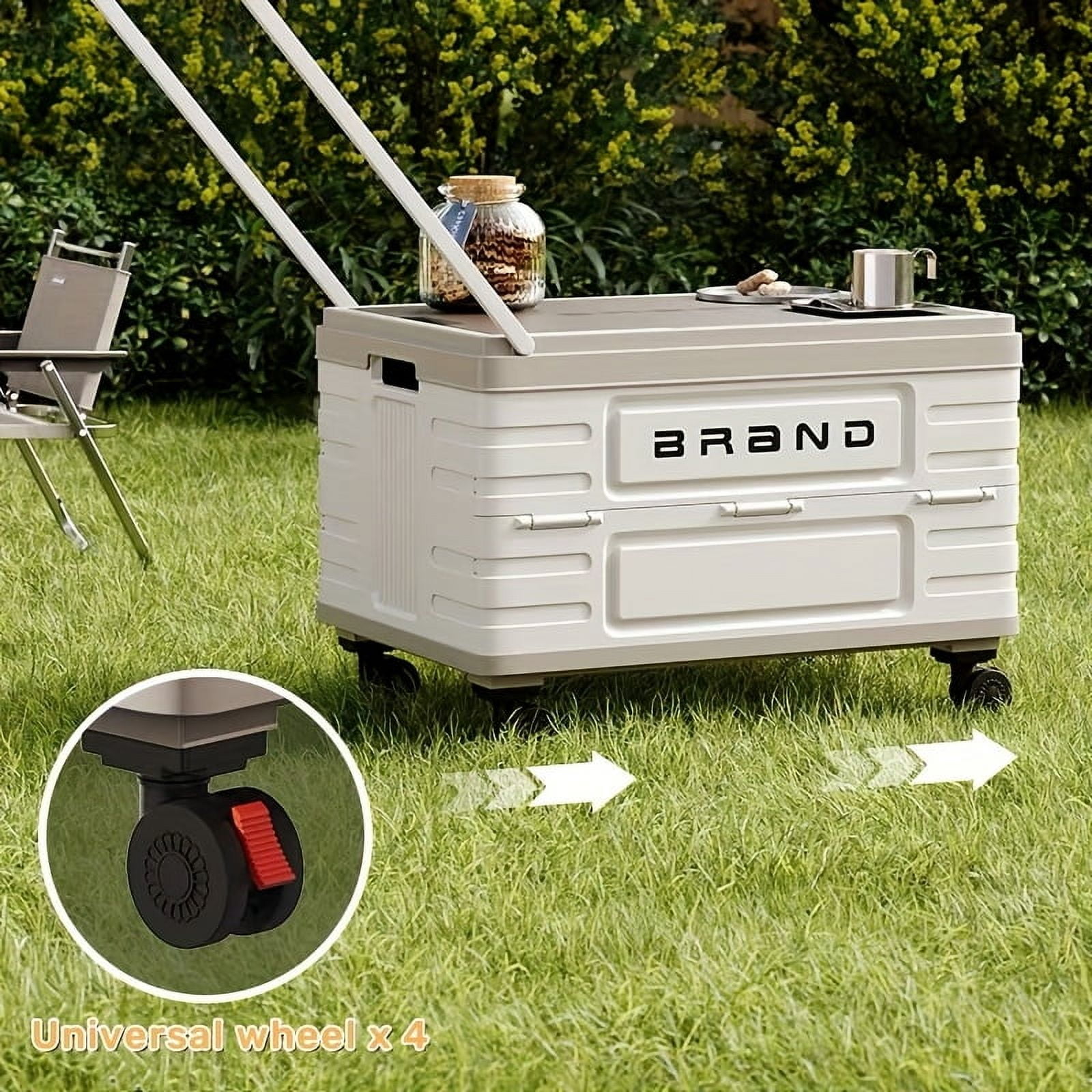 Collapsible Camping Rolling Crate With 4 Wheels, Foldable Utility Cart ...