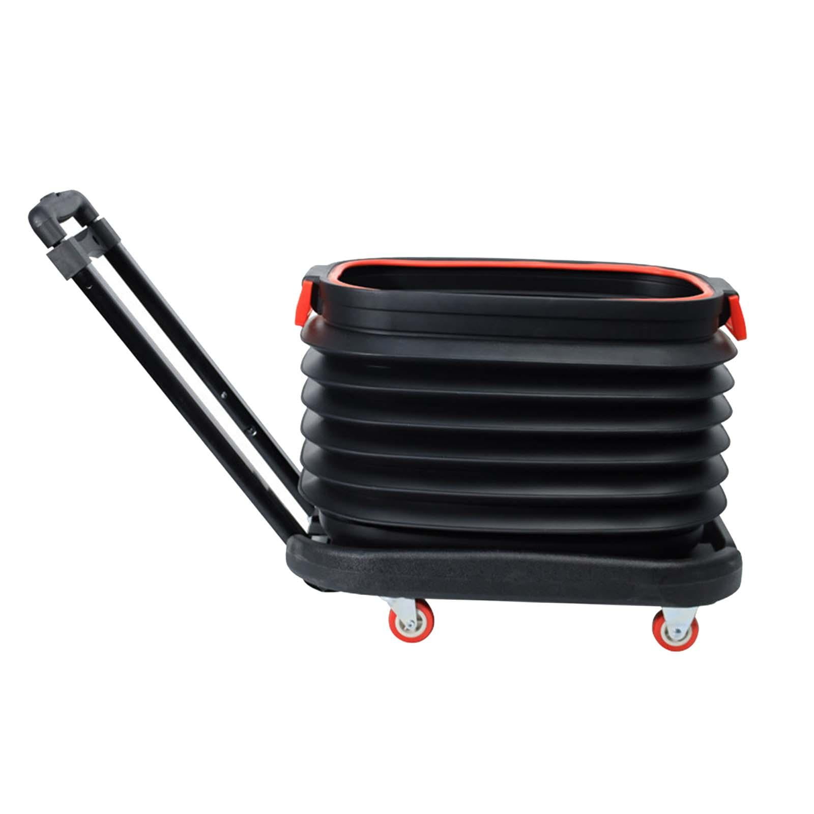 Collapsible Car Bucket Fishing Basket with Wheels Car Bin 37L Trolley ...