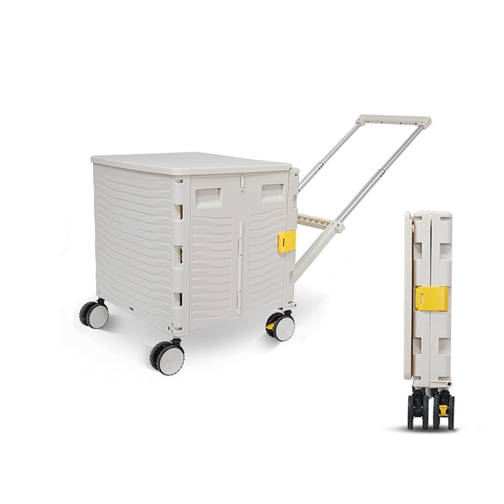 Collapsible Cart 85L Folding Utility Cart with Lid & Cup Holder ...