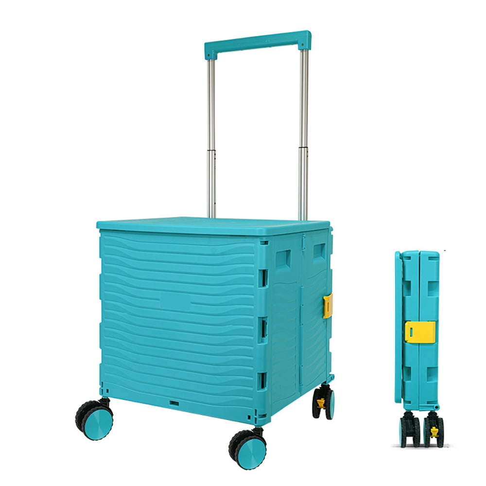 Collapsible Cart 85L Folding Utility Cart with Lid & Cup Holder ...
