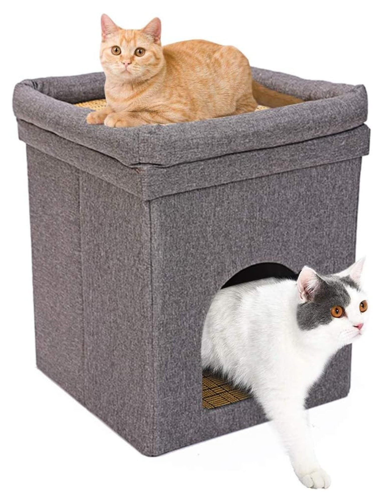Collapsible Cat House, Foldable Fabric Cat Cube and Cat Cave with Bed ...
