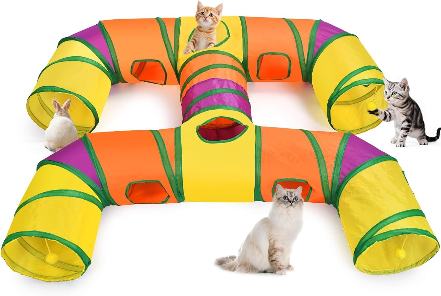 Collapsible Cat Tunnels for Kittens Indoor Entertainment, Washable Cute ...