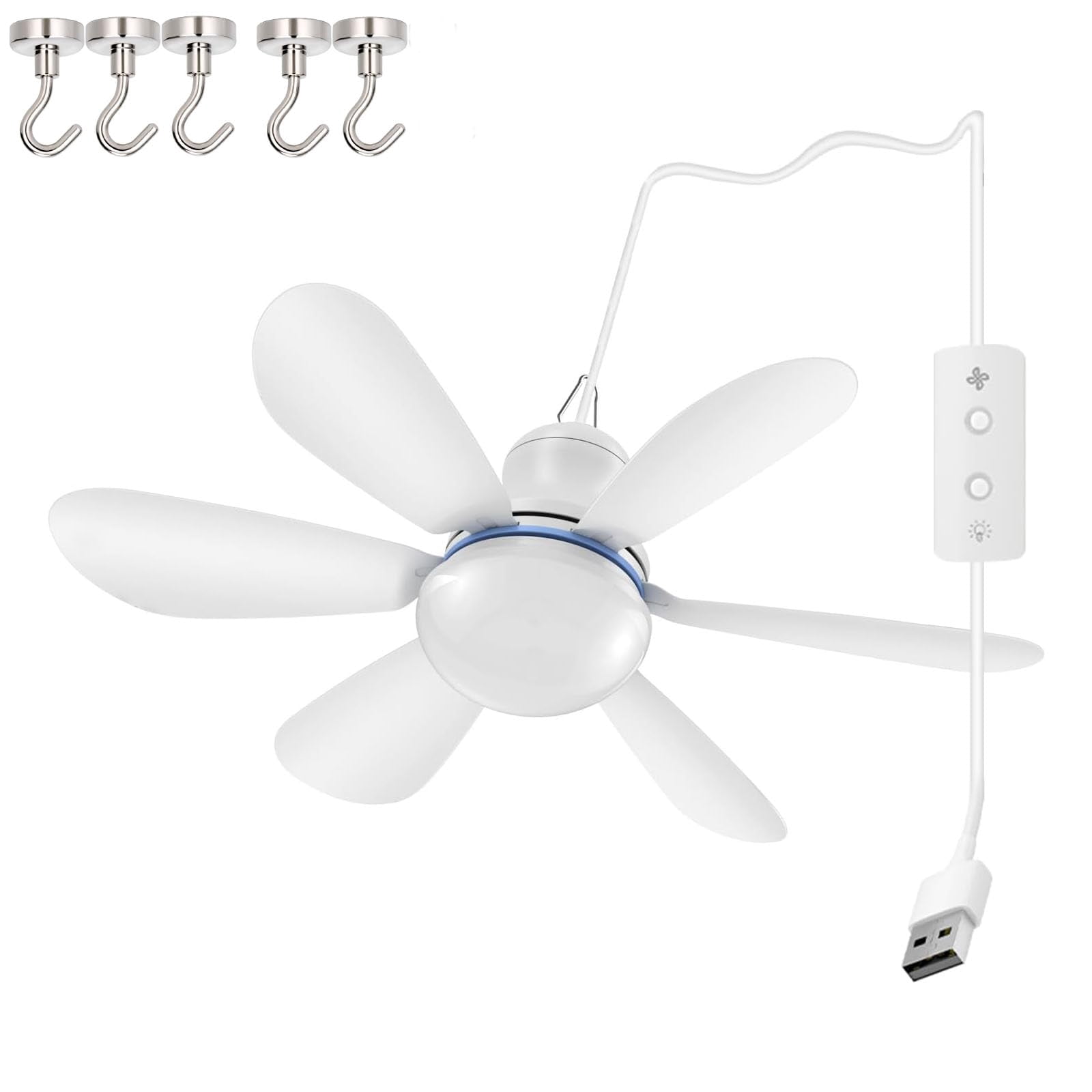 Collapsible Ceiling Fan Portable Equipped with Strong Magnets, 6 Blades ...