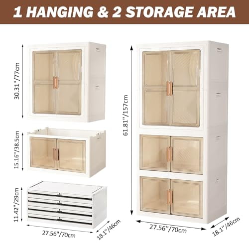 Collapsible Clothes Cabinet Large Portable Closet Plastic Folding ...