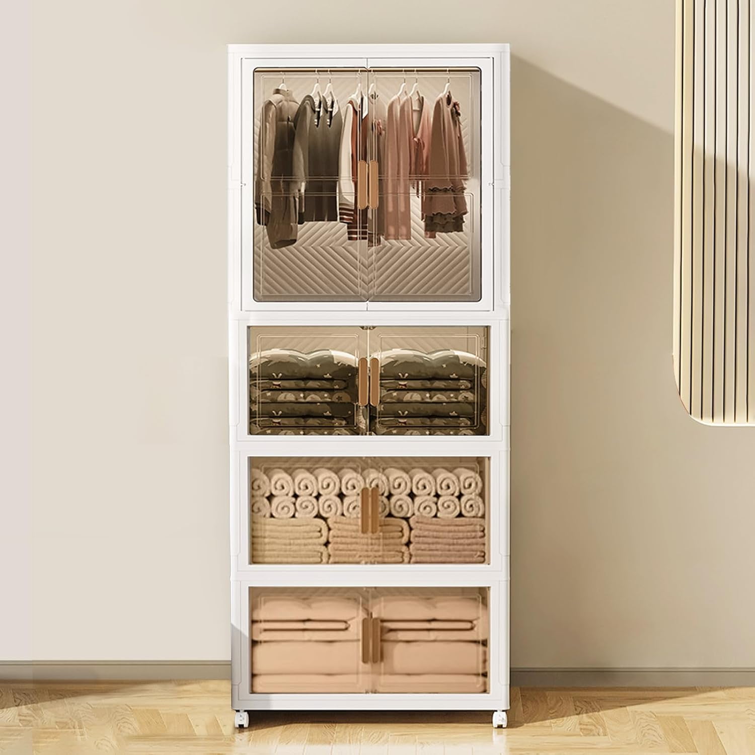 Collapsible Clothes Cabinet Large Portable Closet Plastic Folding ...