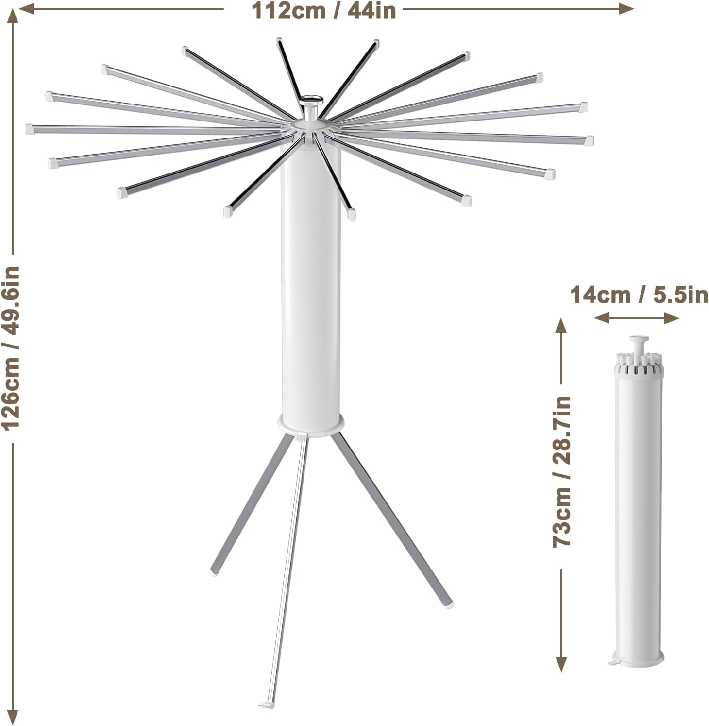 Collapsible Clothes Drying Rack with 16 Adjustable Aluminum Poles ...