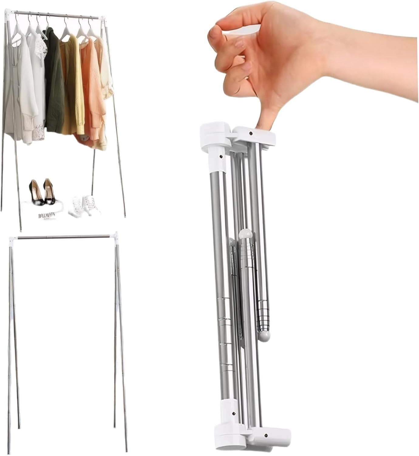 Collapsible Clothing Rack Retractable Portable Clothes Rack Stainless ...