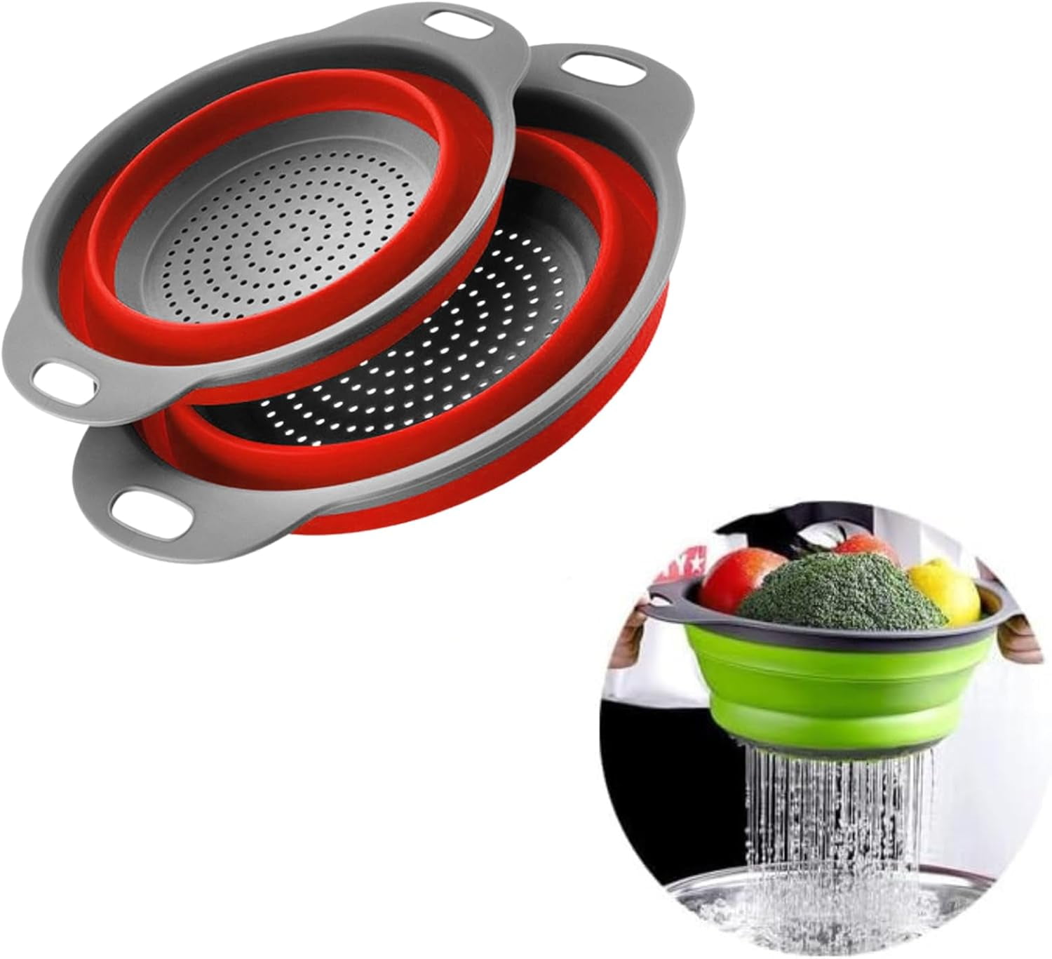 Collapsible Colander Basket 2 of Set,Vegetables Fruit Washing Basket ...