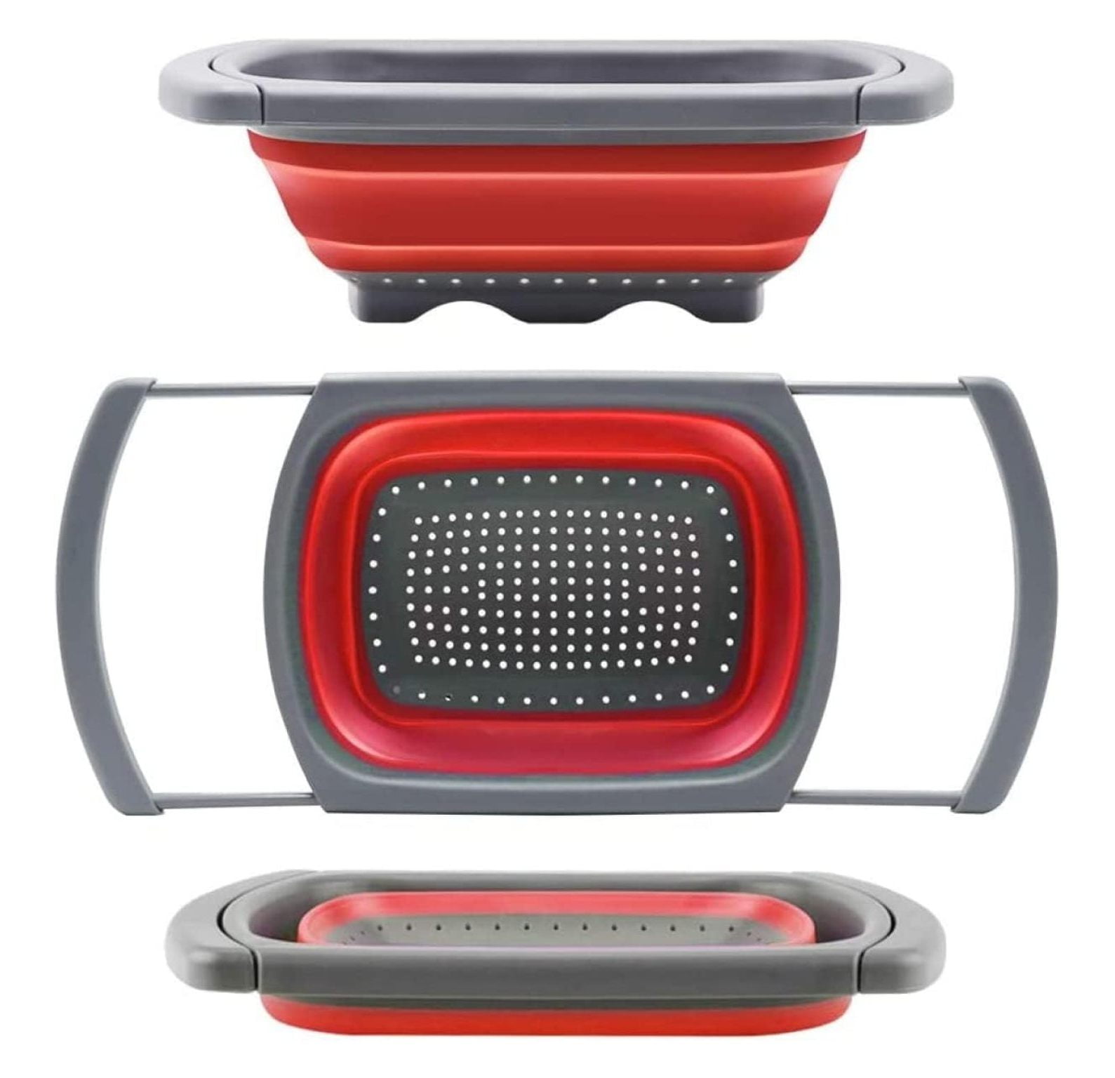 Collapsible Colander, Red Food Strainer Over the Sink Colanders ...