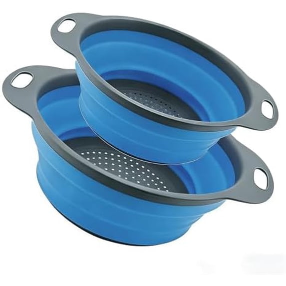 Collapsible Colander Set of 2, Folding Kitchen Strainers with Handles ...