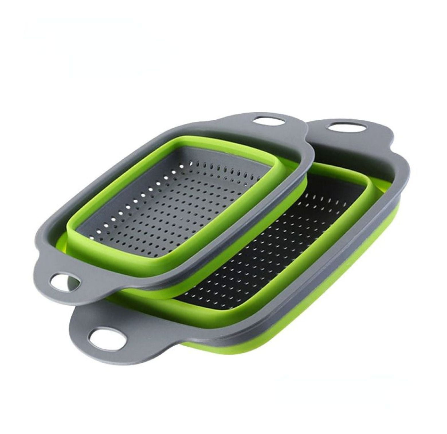 Collapsible Colander Set of 2, Silicone Square Strainer Basket with ...