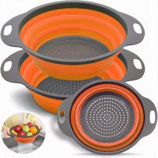 Apphome Collapsible Silicone Kitchen Colander Set of 3 with Scrub ...