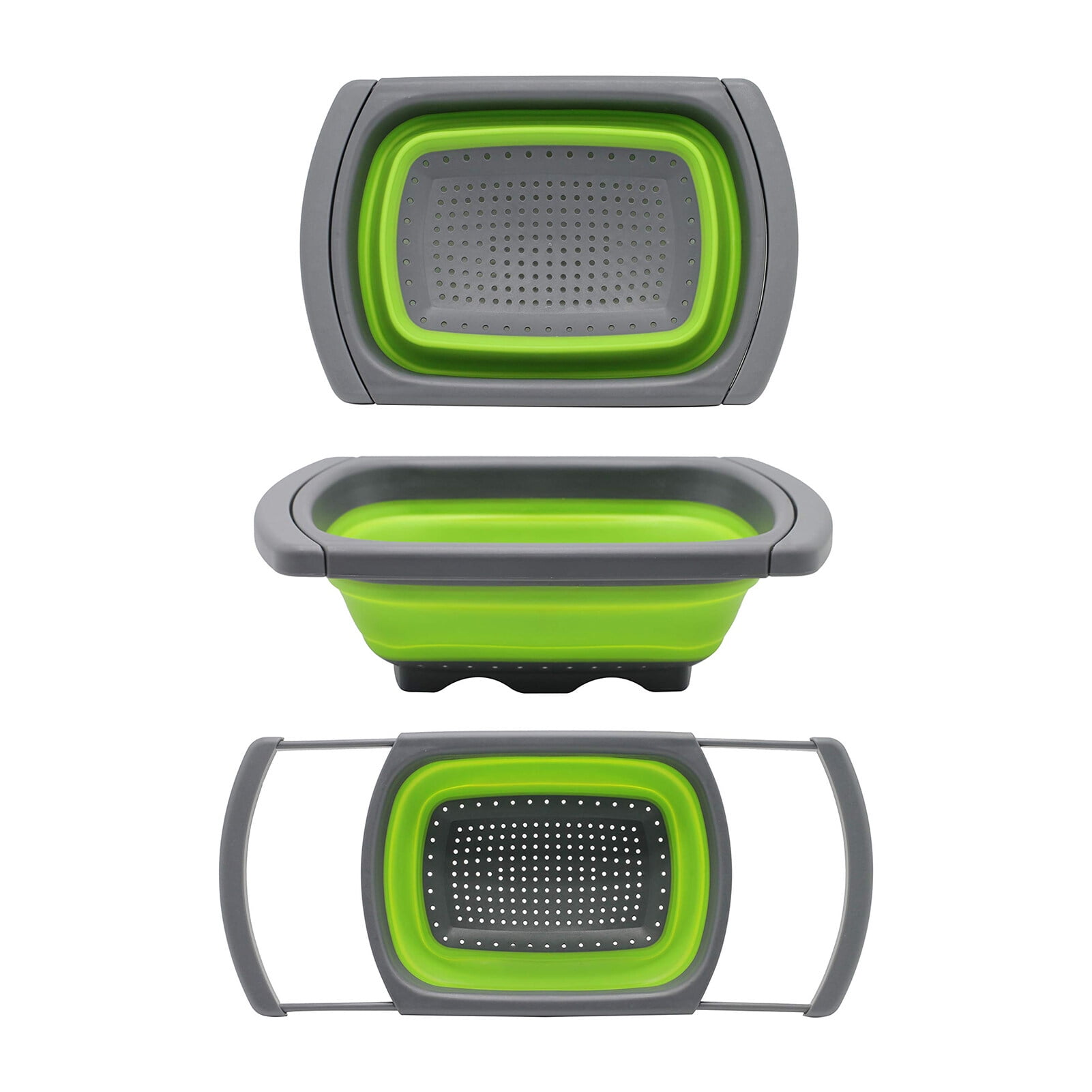 Collapsible Colander Set, Pasta Strainer Basket with Plastic Handles ...