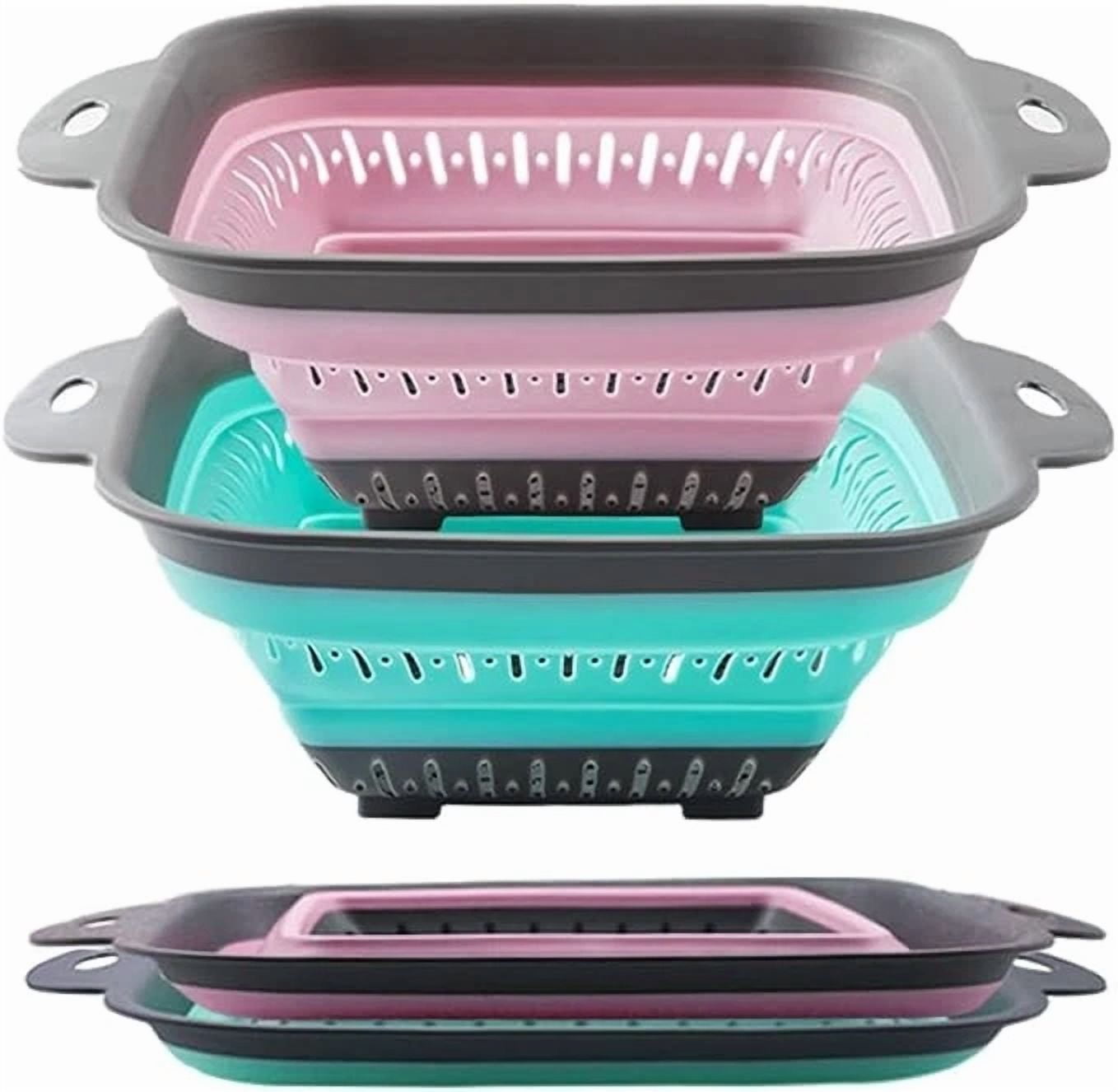 Collapsible Colander Set, Square Round Triangles Silicone Kitchen ...