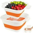 Collapsible Colander Set with Strainer Bowl, 2 in 1 Fruit Washing ...