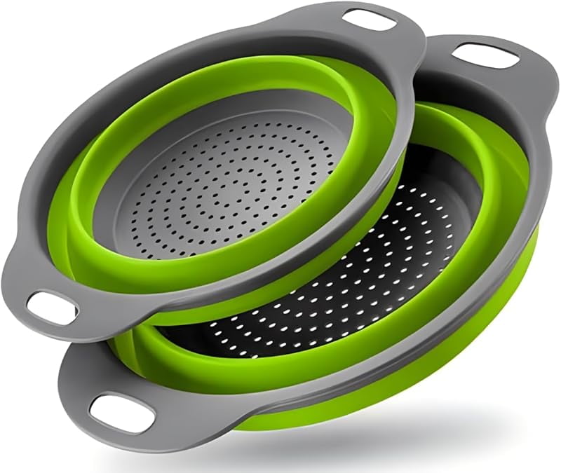 Collapsible Colander Set of 2 Silicone Kitchen Strainer Set, Perfect ...